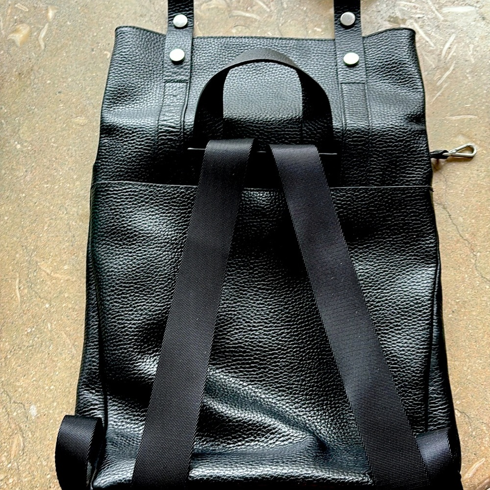 Matte Black Grainy Leather Backpack - Like New! - Gem